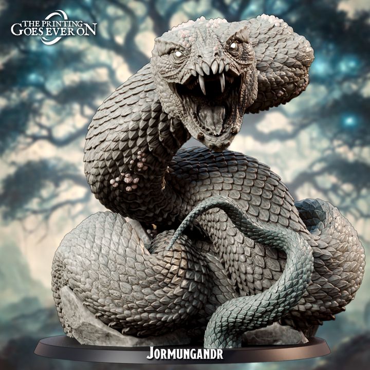 3D Printable Jormungandr - World Serpent - Presupported by The Printing Goes Ever On